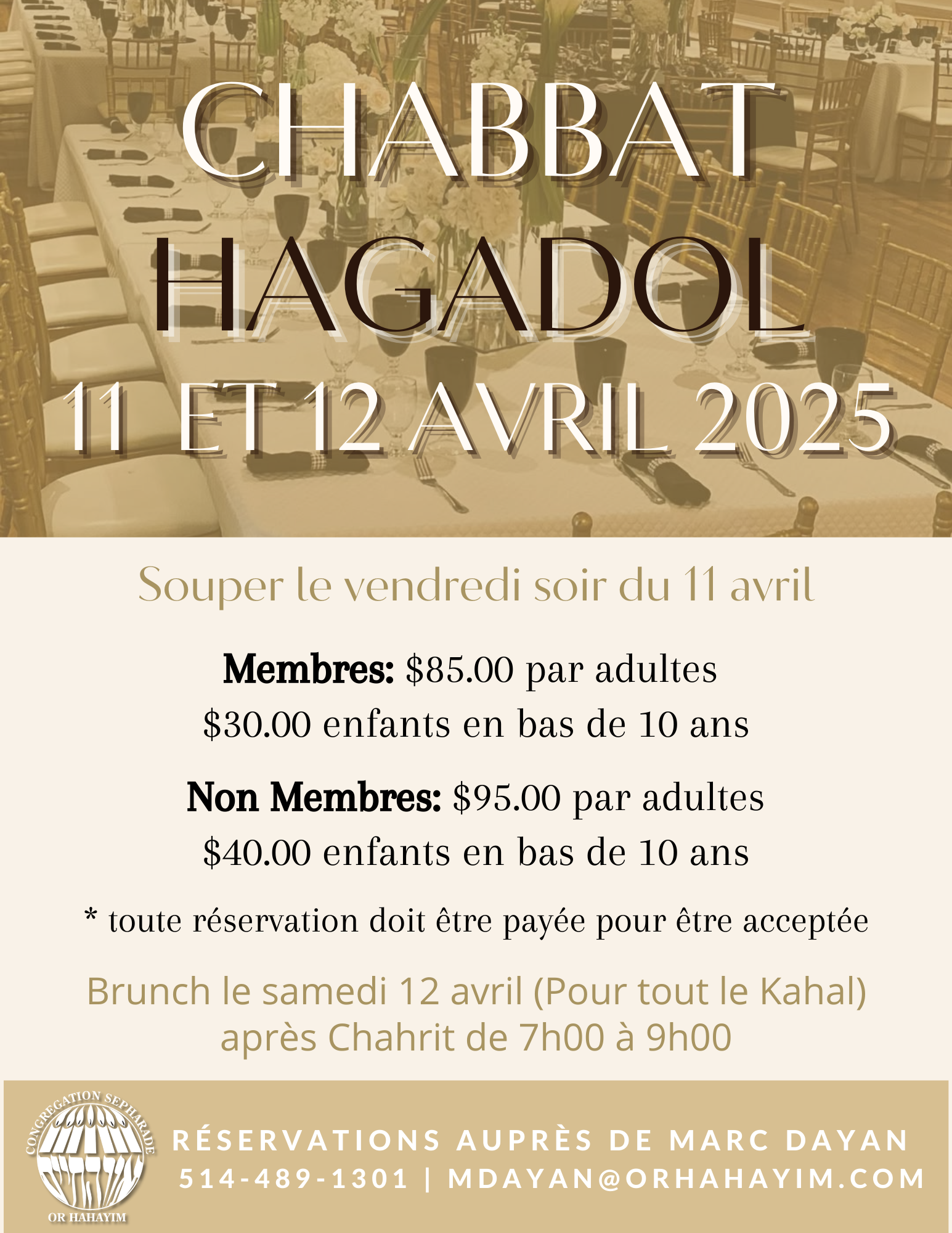 Chabbat Hagadol – 5785 - Congrégation Sépharade Or Hahayim